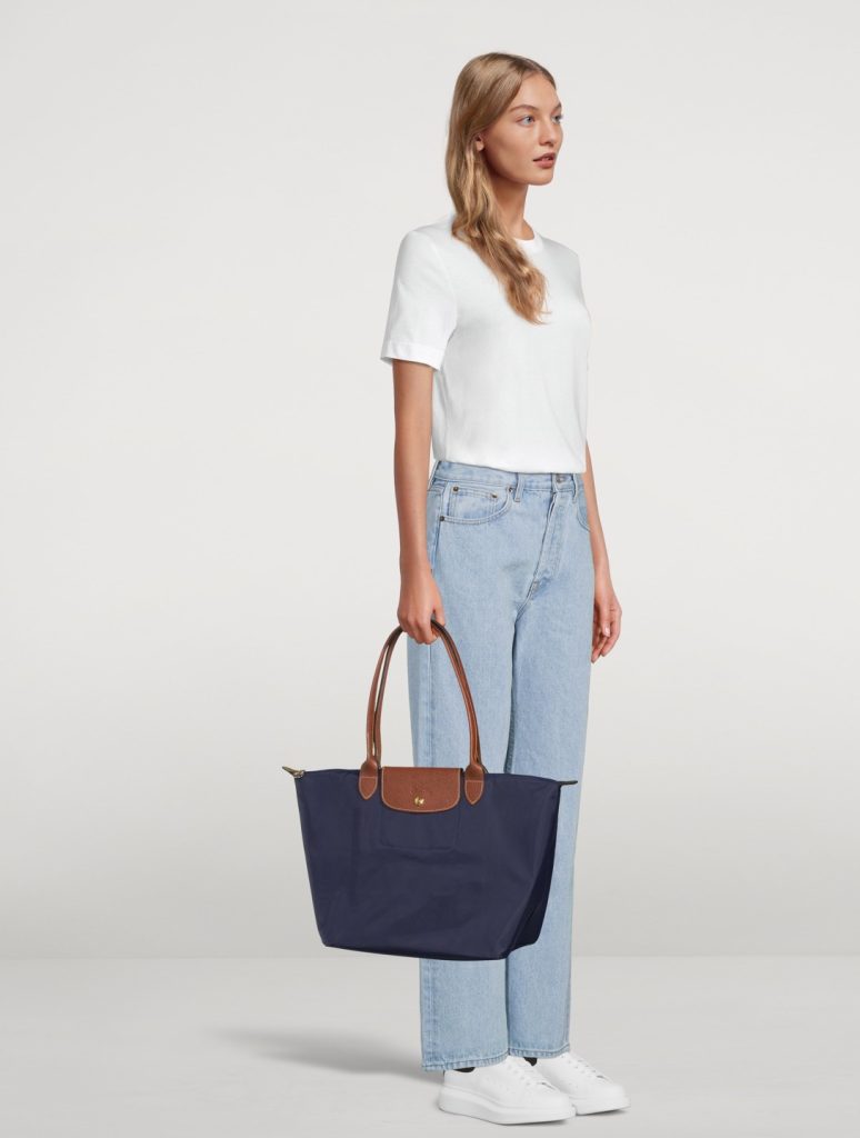 Longchamp Le Pliage Classic / Original Long Handle Navy Blue M - Bunga ...